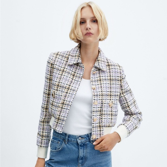 Mango | Jackets & Coats | Mango Tweed Bomber Jacket Size Xl | Poshmark